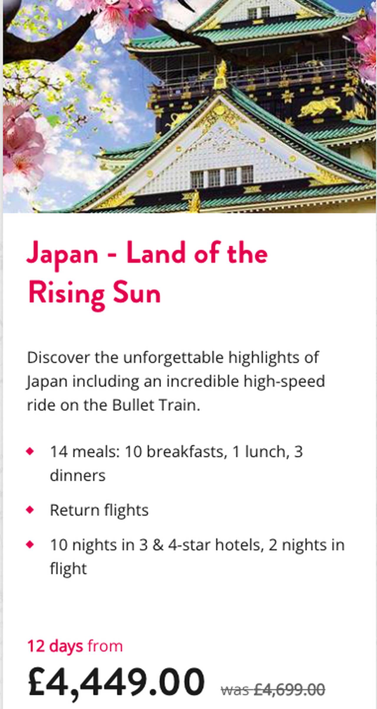 TRAVEL DEAL: Japan – Land of the Rising Sun – 12 days Was £4,449.00 Now ...